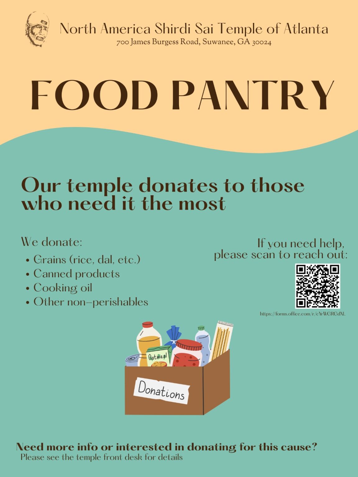 Food Pantry | Shirdi Sai Temple of Atlanta